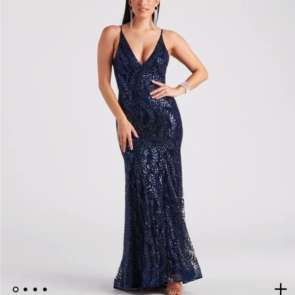 Windsor | Dresses | Navy Gown With Sparkle | Poshmark